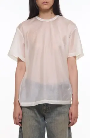 Helmut Lang Sheer Tie-waist T-shirt - Soft White