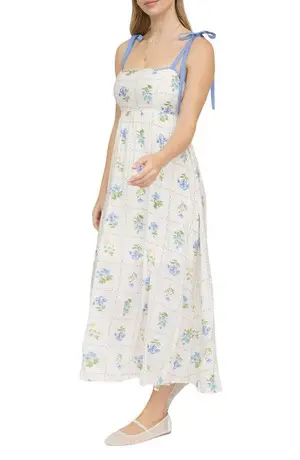 BLU PEPPER Floral Tie-strap Sundress - Blue Multi