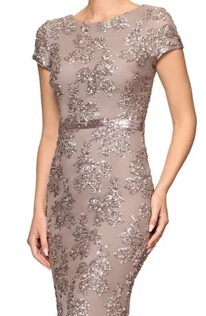 Betsy & Adam Sequin Column Dress