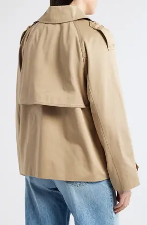 Bernardo Short Cotton Trench Coat - Khaki