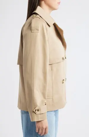 Bernardo Short Cotton Trench Coat - Khaki