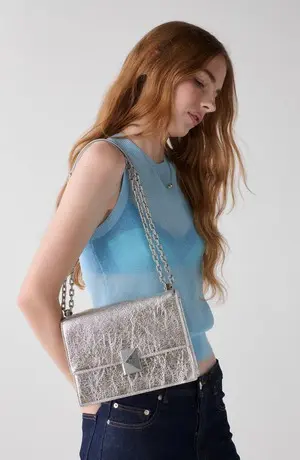 Kate Spade New York Metallic Leather Convertible Crossbody Bag - Silver
