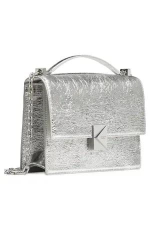 Kate Spade New York Metallic Leather Convertible Crossbody Bag - Silver
