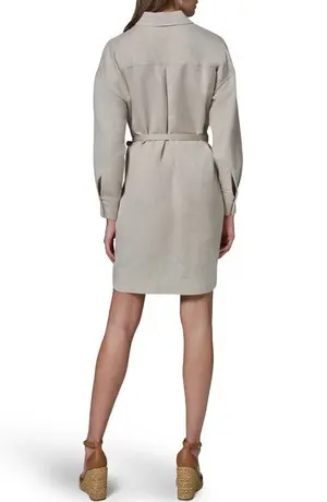 Donna Karan New York Belted Long Sleeve Polo Dress - Natural