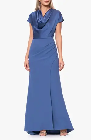 Betsy & Adam Cowl Neck Satin Dress