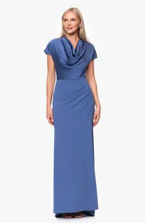 Betsy & Adam Cowl Neck Satin Dress