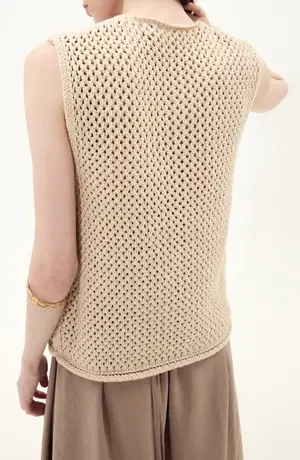 Deluc Anafi Open Stitch Cotton Blend Sweater Vest - Ecru