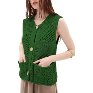 Deluc Anafi Open Stitch Cotton Blend Sweater Vest - Green