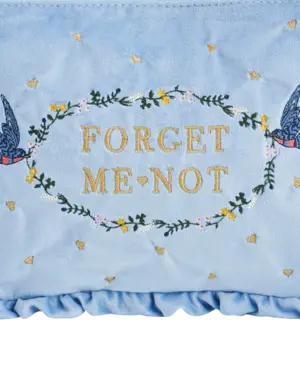 FABLE ENGLAND Forget Me Not Embroidered Pouch - Light/pastel Blue