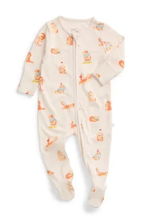 MORI Print Two-way Zip Up Sleepsuit - Cat Print