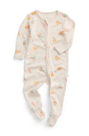 MORI Print Two-way Zip Up Sleepsuit - Easter & Gardenia