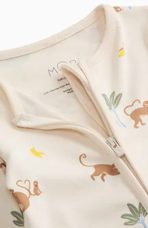 MORI Print Two-way Zip Up Sleepsuit - Monkey Print