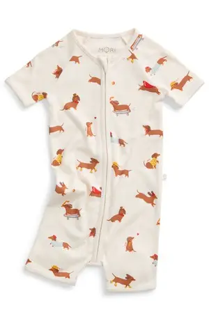 MORI Summer Zip Romper 2 - Sausage Dog Print