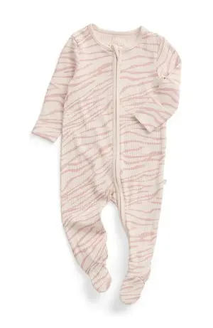 MORI Ribbed Two-way Zip-up Sleepsuit - Zebra Rose