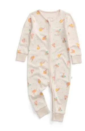 MORI Printed Two-way Zip Up Romper - Easter & Gardenia