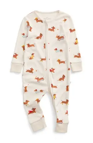 MORI Printed Two-way Zip Up Romper - Sausage Dog Print