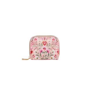 FABLE ENGLAND Penelope Floral Heart Small Purse - Light/pastel Pink