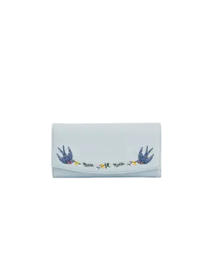 FABLE ENGLAND Swallow Embroidered Large Purse