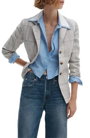 Rag & Bone Chappell Plaid Linen Blazer