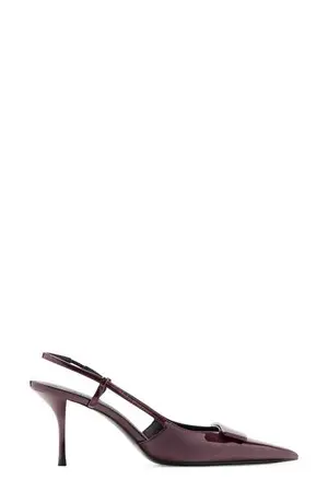 Mango Pointed Toe Ankle Strap Pumps - Burgundy