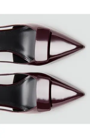 Mango Pointed Toe Ankle Strap Pumps - Burgundy