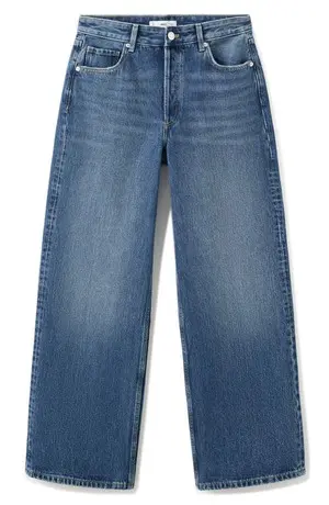 Mango Low Rise Straight Leg Jeans - Dark Blue