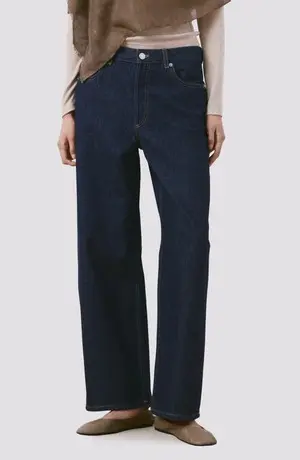 Mango Low Rise Straight Leg Jeans - Open Blue