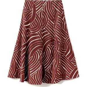 Mango Geometric Print Midi Skirt