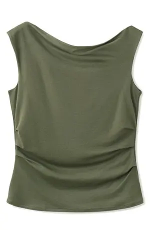 Mango Draped Asymmetric Top - Khaki Green