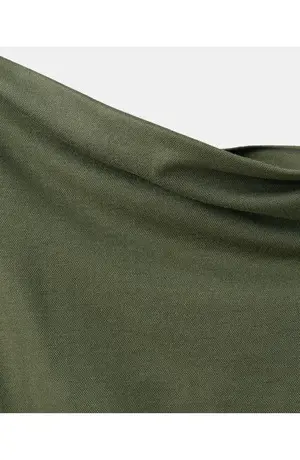 Mango Draped Asymmetric Top - Khaki Green