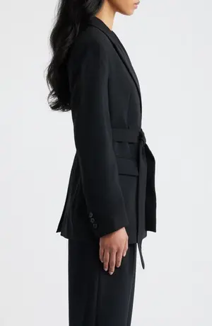 Mango Fitted Tie Blazer - Black