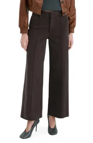 Mango Seamed High-waist Wide-leg Jeans - Chocolate