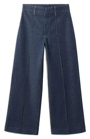 Mango Seamed High-waist Wide-leg Jeans - Open Blue