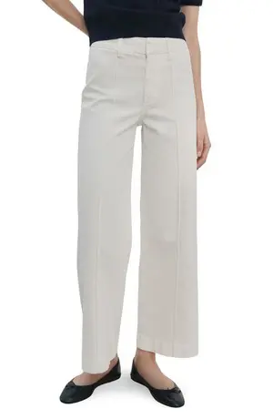 Mango Seamed High-waist Wide-leg Jeans - White