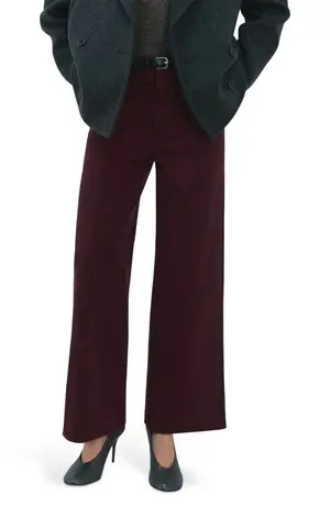 Mango Seamed High-waist Wide-leg Jeans - Wine