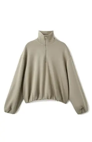 Mango High Neck Balloon Sweatshirt - Khaki Green