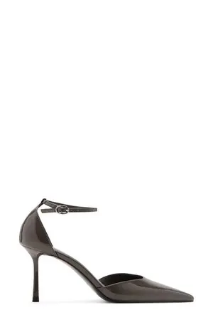 Mango Pointed Toe Ankle Strap Pumps - Dark Heather Grey