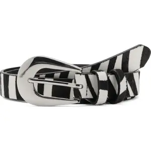 Mango Zebra Print Calf Hair Belt - Black