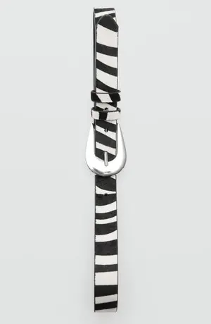 Mango Zebra Print Calf Hair Belt