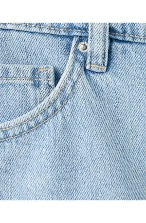 Mango High Waist Straight Fit Denim Shorts - Light Blue