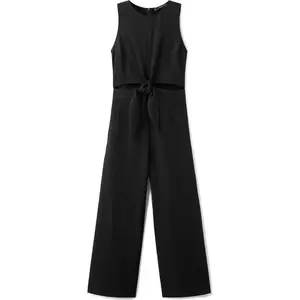 Mango Knot-front Cut Out Jumpsuit - Black