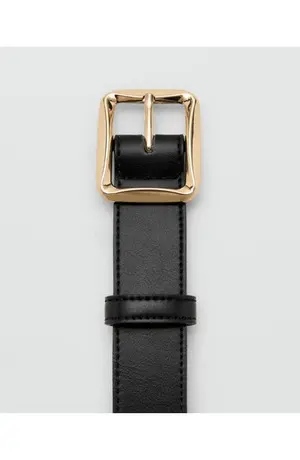 Mango Square Buckle Belt - Black