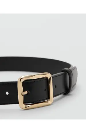 Mango Square Buckle Belt - Black