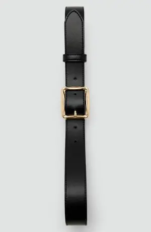 Mango Square Buckle Belt - Black