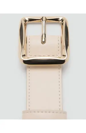 Mango Square Buckle Belt - Ecru