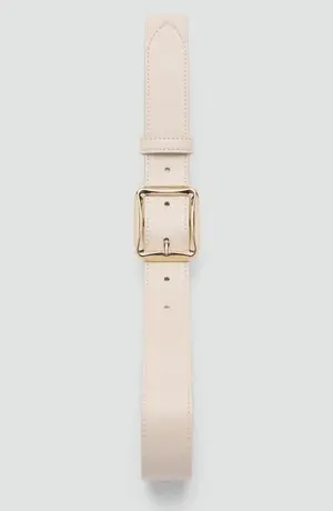 Mango Square Buckle Belt - Ecru