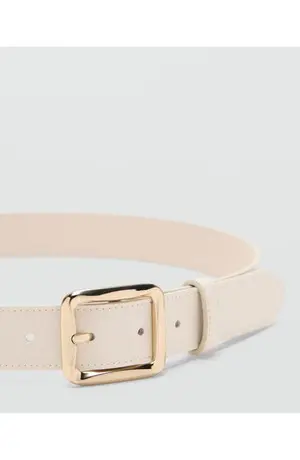 Mango Square Buckle Belt - Ecru