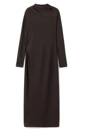 Mango Asymmetric Neck Long Sleeve Dress