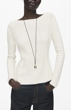 Mango Sweater With Seam Detailing - Ecru