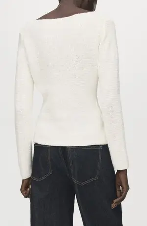 Mango Sweater With Seam Detailing - Ecru